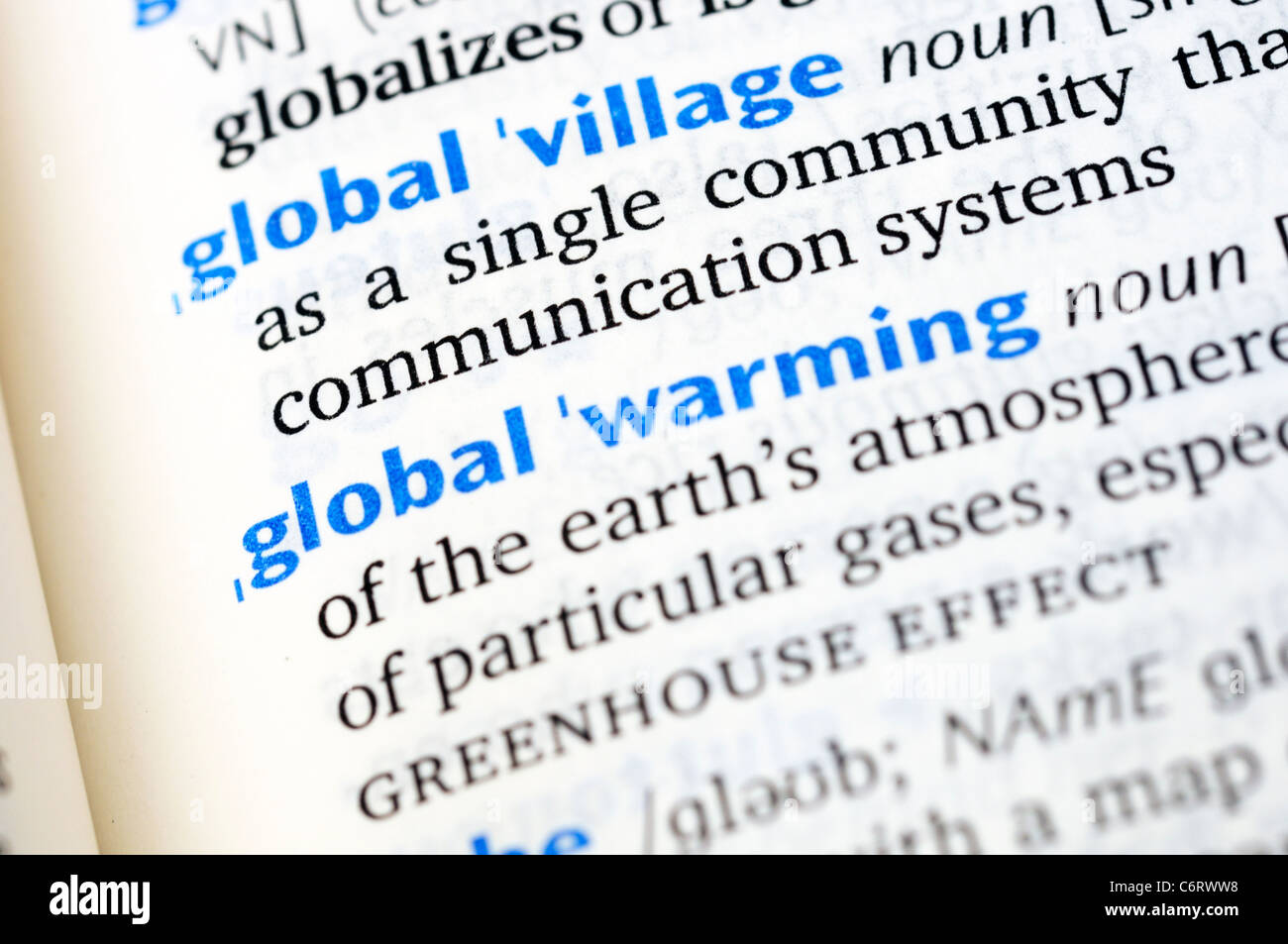 GLOBAL WARMING word closeup in dictionary Stock Photo - Alamy
