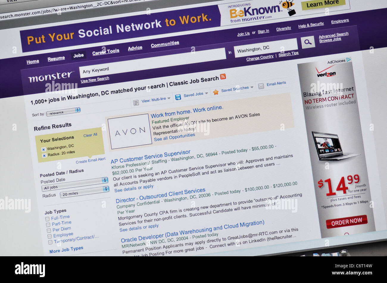 Monster job search website Stock Photo - Alamy