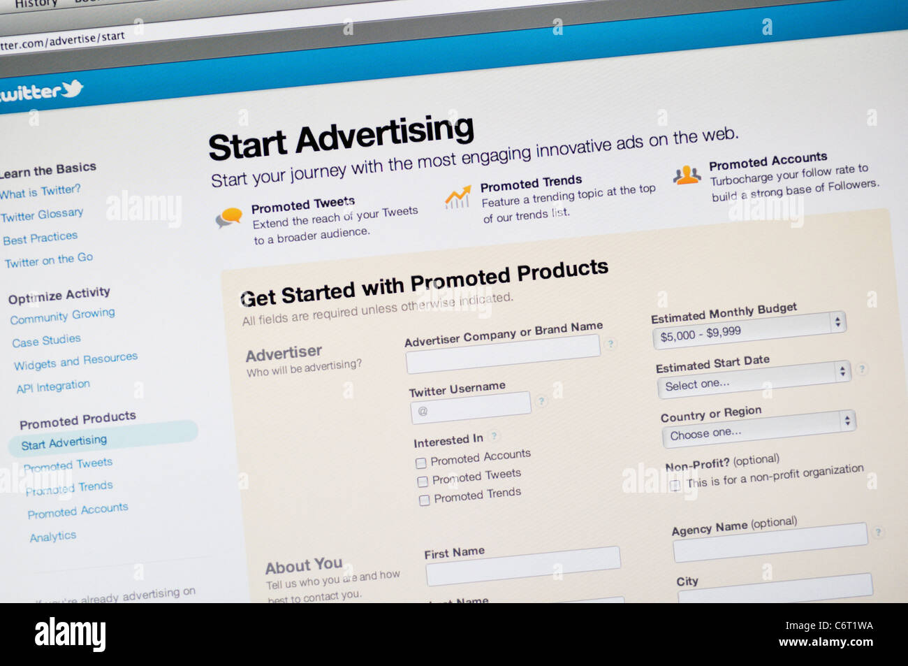 Twitter website - Advertising Stock Photo - Alamy