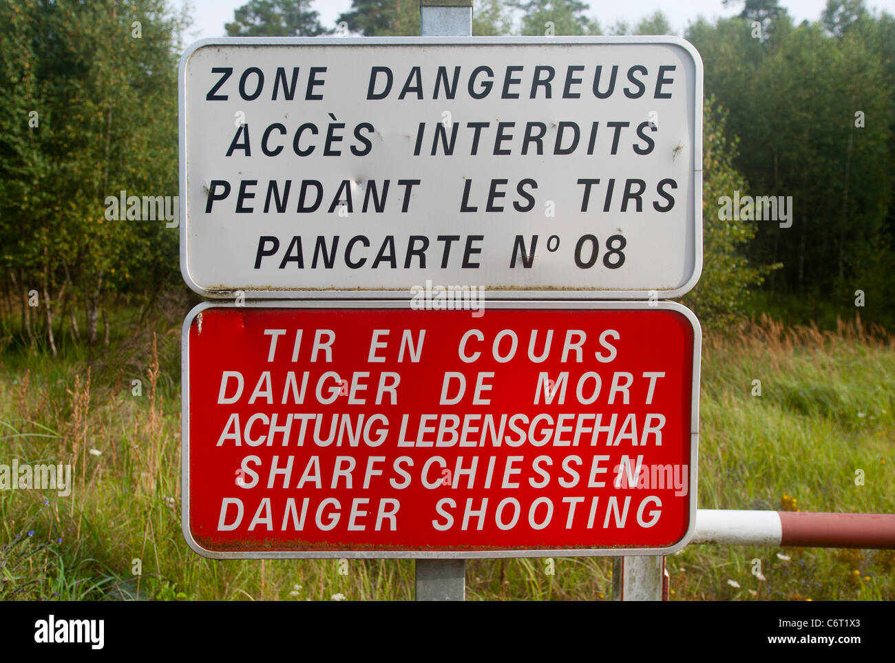 Warning signs, french military, France Stock Photo - Alamy