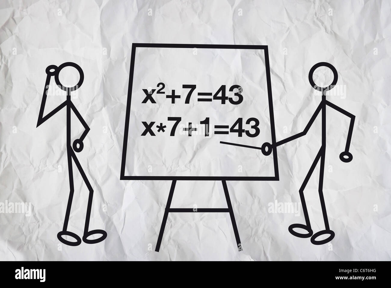 Illustration of two humanoid figures, a teacher and a student in front ...