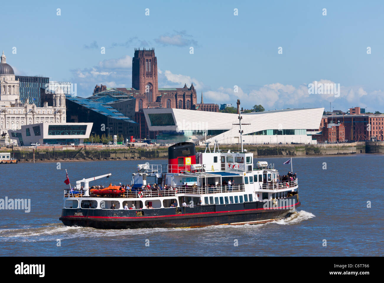 Liverpool skyline and Mersey Ferry, England Stock Photo - Alamy