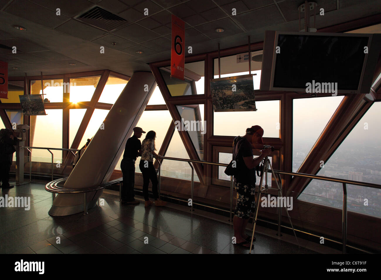 Viewing platform at the top of the Menara KL tower in Kuala Lumpur ...