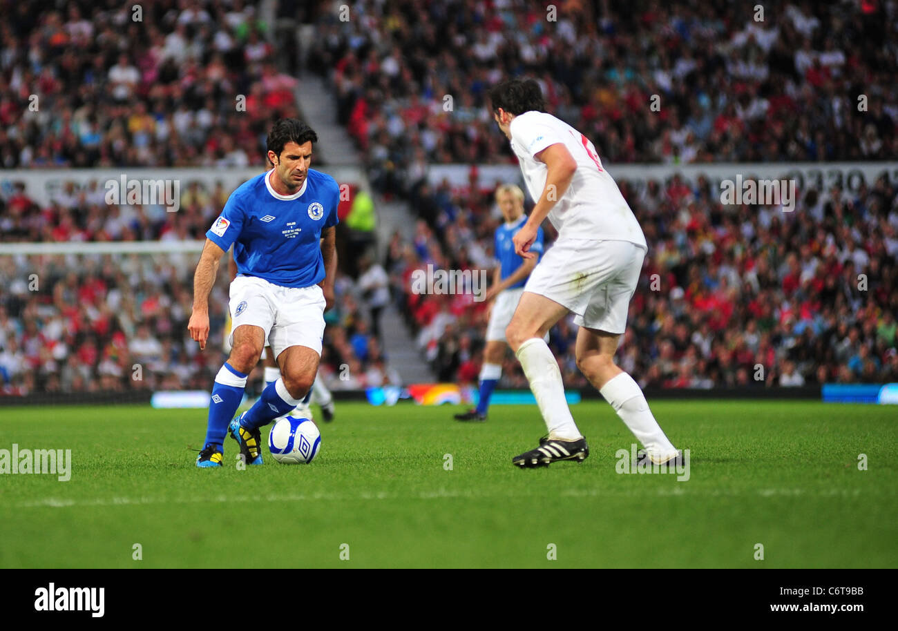 Louis Figo on the ball 2010 Unicef Soccer Aid charity football match at ...