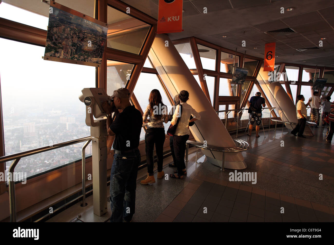 Viewing platform at the top of the Menara KL tower. Kuala Lumpur ...