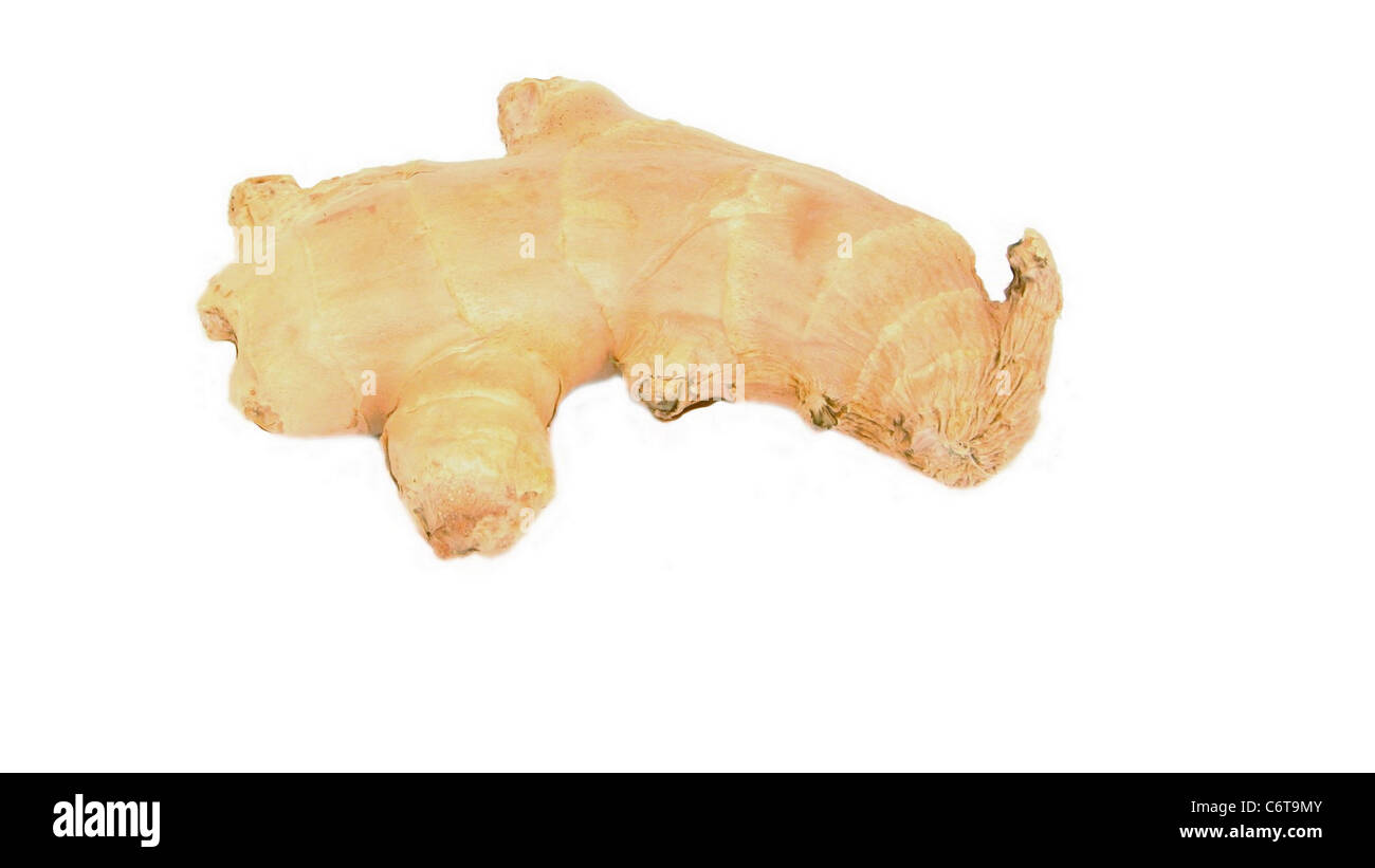 Piece of ginger root isolated on white background Stock Photo - Alamy