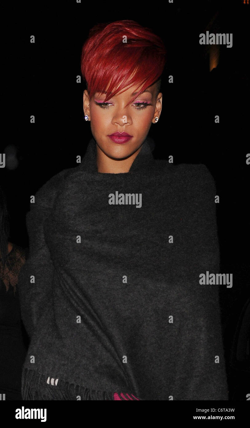 Rihanna arrives at Mahiki nightclub sporting a new hair colour London ...
