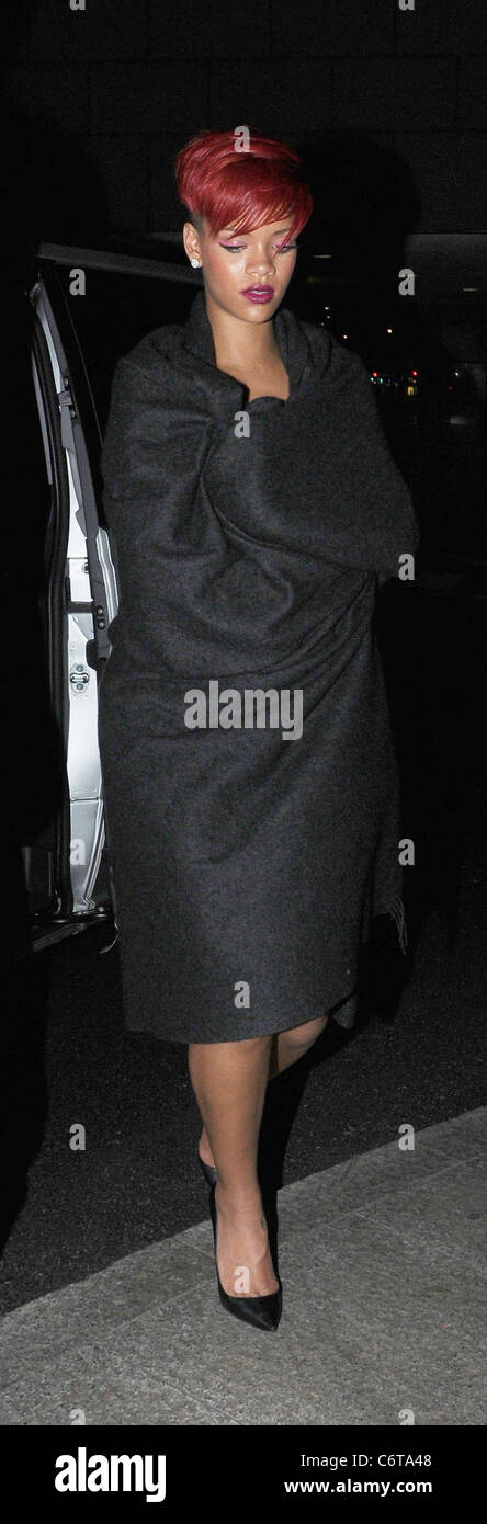 Rihanna arrives at Mahiki nightclub sporting a new hair colour London ...