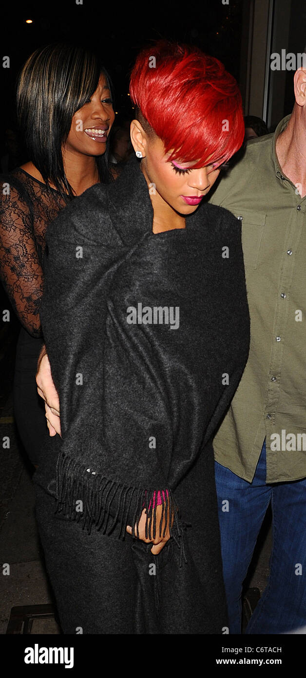 Rihanna leaves Mahiki nightclub sporting a new hair colour London ...