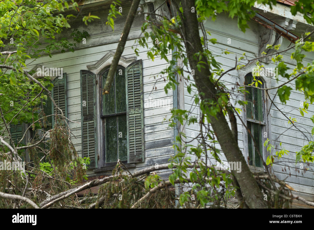A tree struck by lightning striking with old the empty house full background in USA hi-res Stock ...