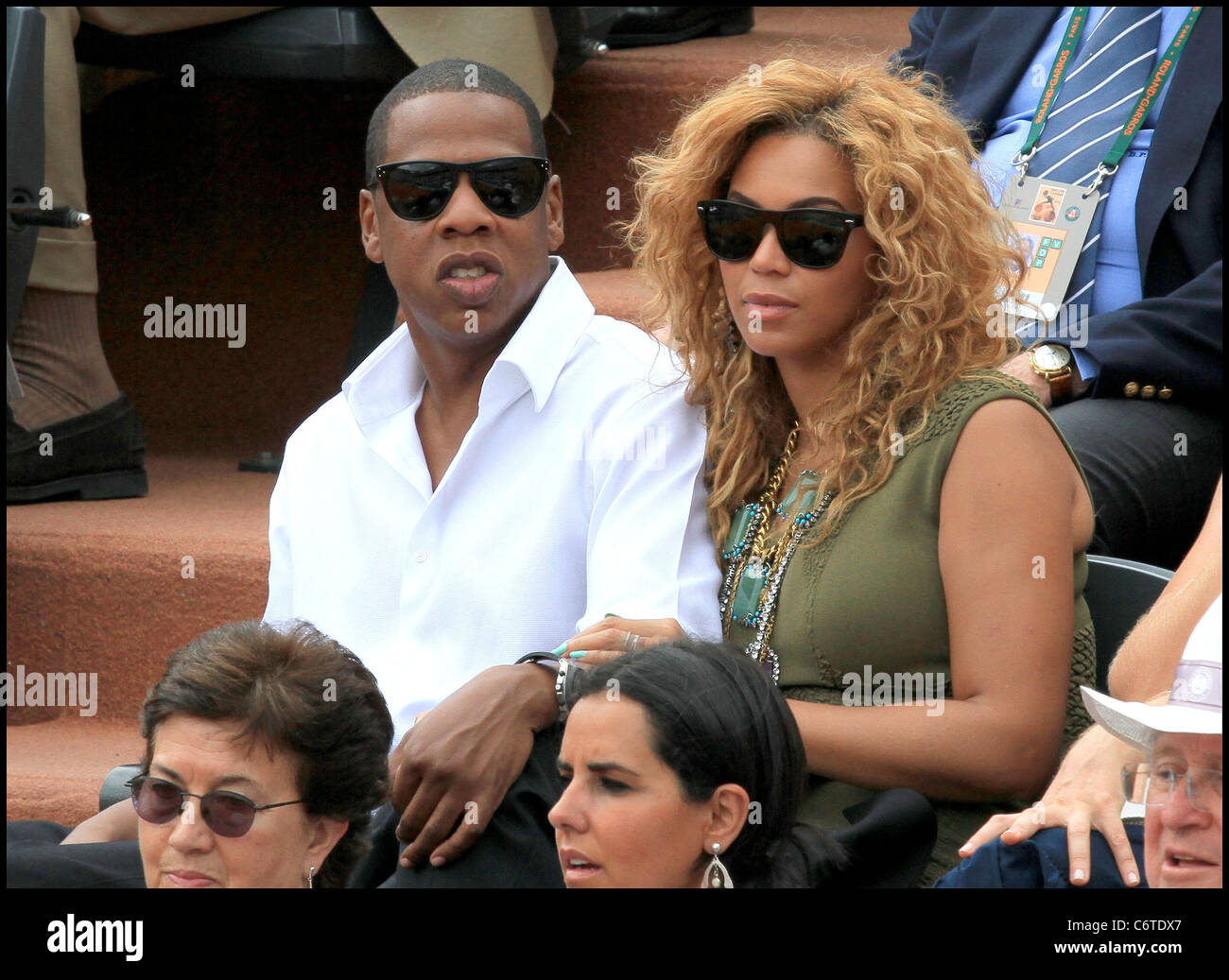 Jay-Z and Beyonce Knowles Celebrities watch the men's final match ...