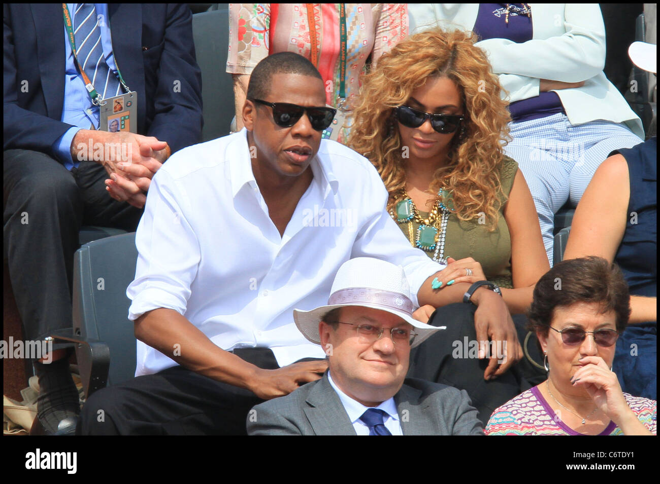 Jay-Z and Beyonce Knowles Celebrities watch the men's final match ...