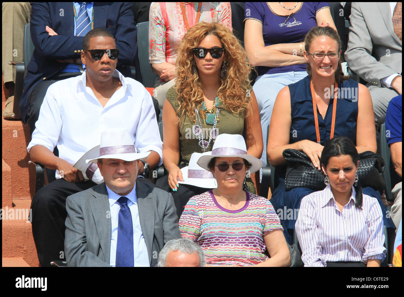 Jay-Z and Beyonce Knowles with Mary Pierce Celebrities watch the men's ...
