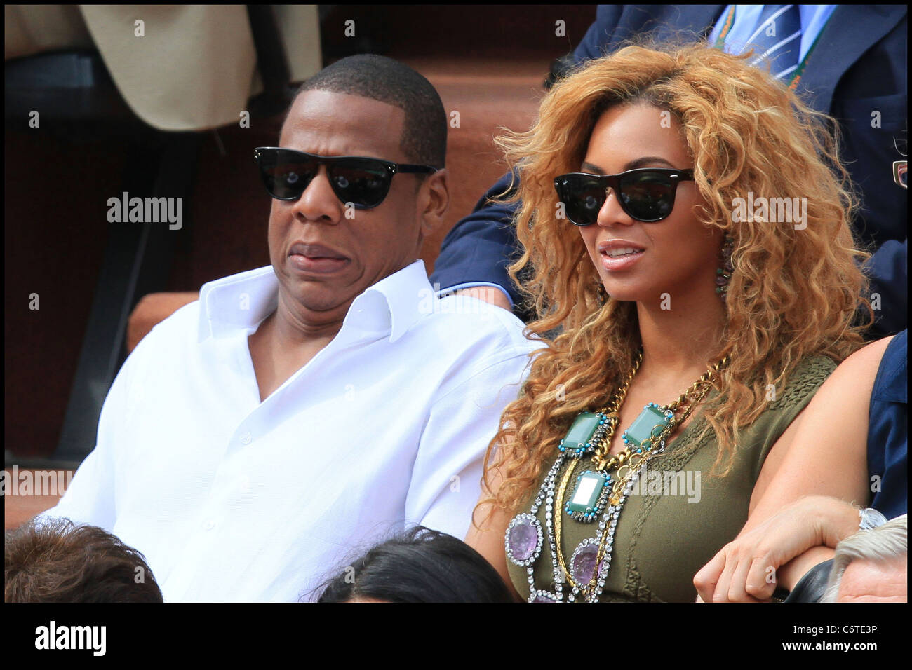 Jay-Z and Beyonce Knowles Celebrities watch the men's final match ...