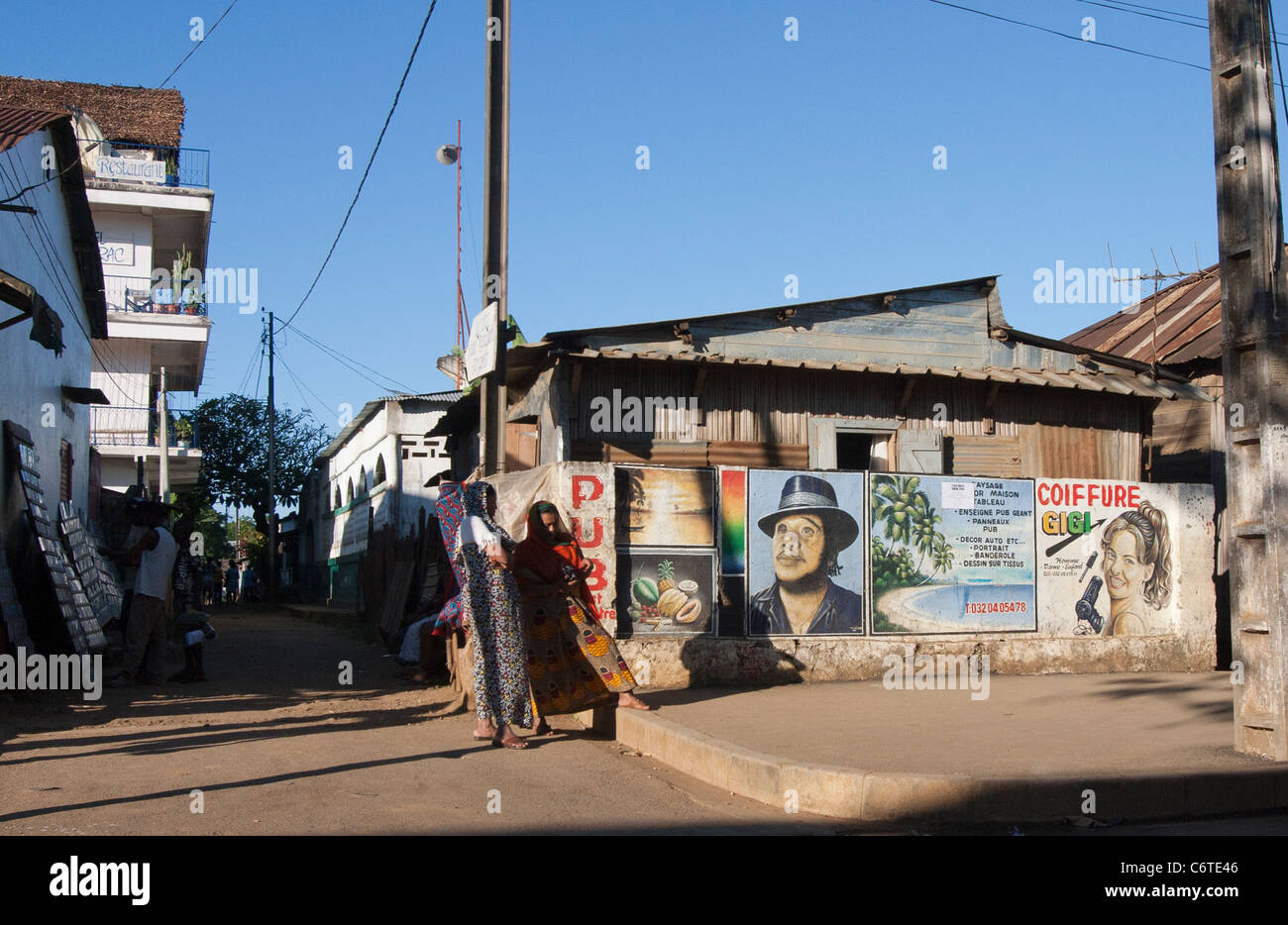 Street scene in Madagascar, Nosy Be island, Hell Ville city, Africa ...