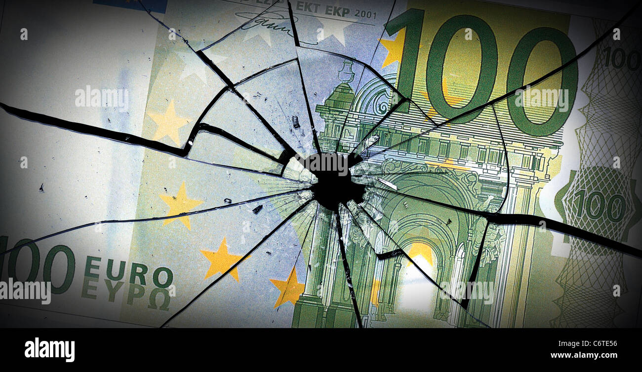 A Euro note, smashed as if it were glass. See also, my jigsaw images ...