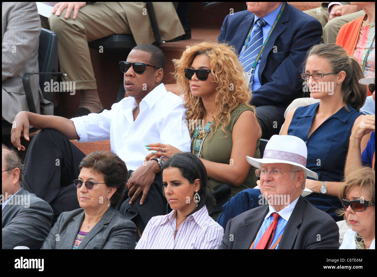 Jay-Z and Beyonce Knowles with Mary Pierce Celebrities watch the men's ...