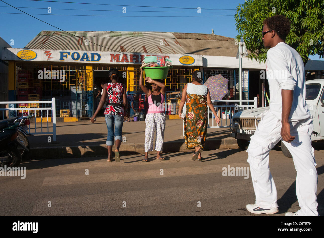 Nosy Be island Madagascar people Street in Hell Ville city, geography ...