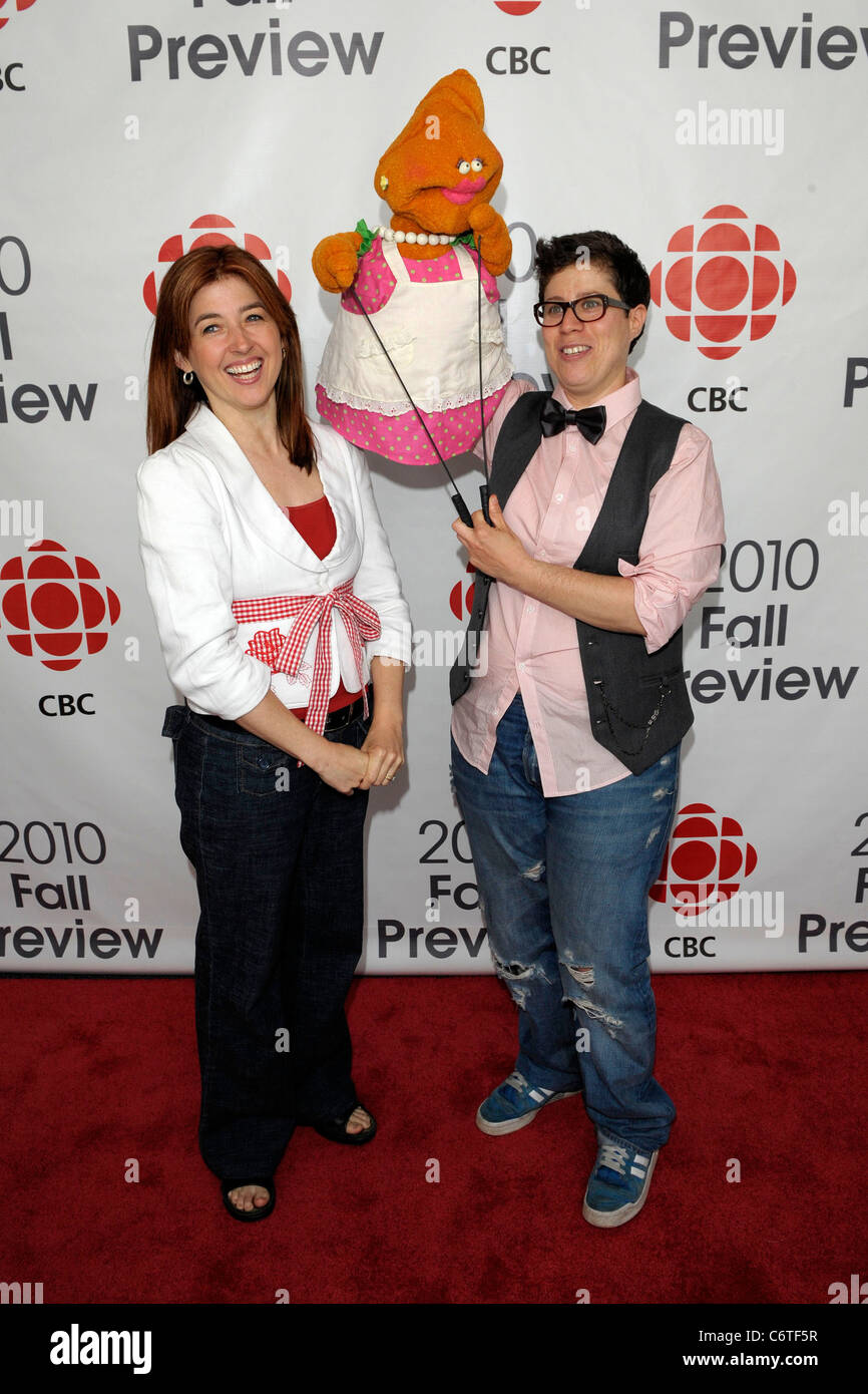 Patty Sullivan (L), puppet Mamma Yamma, and Ali Eisner (R), CBC TV Fall ...