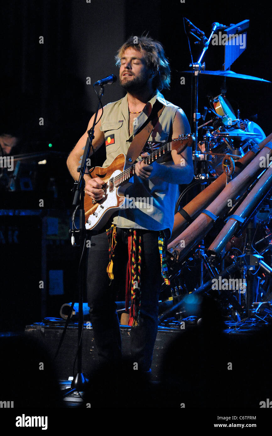 Xavier Rudd of 'Xavier Rudd and Izintaba' performing live on stage at ...