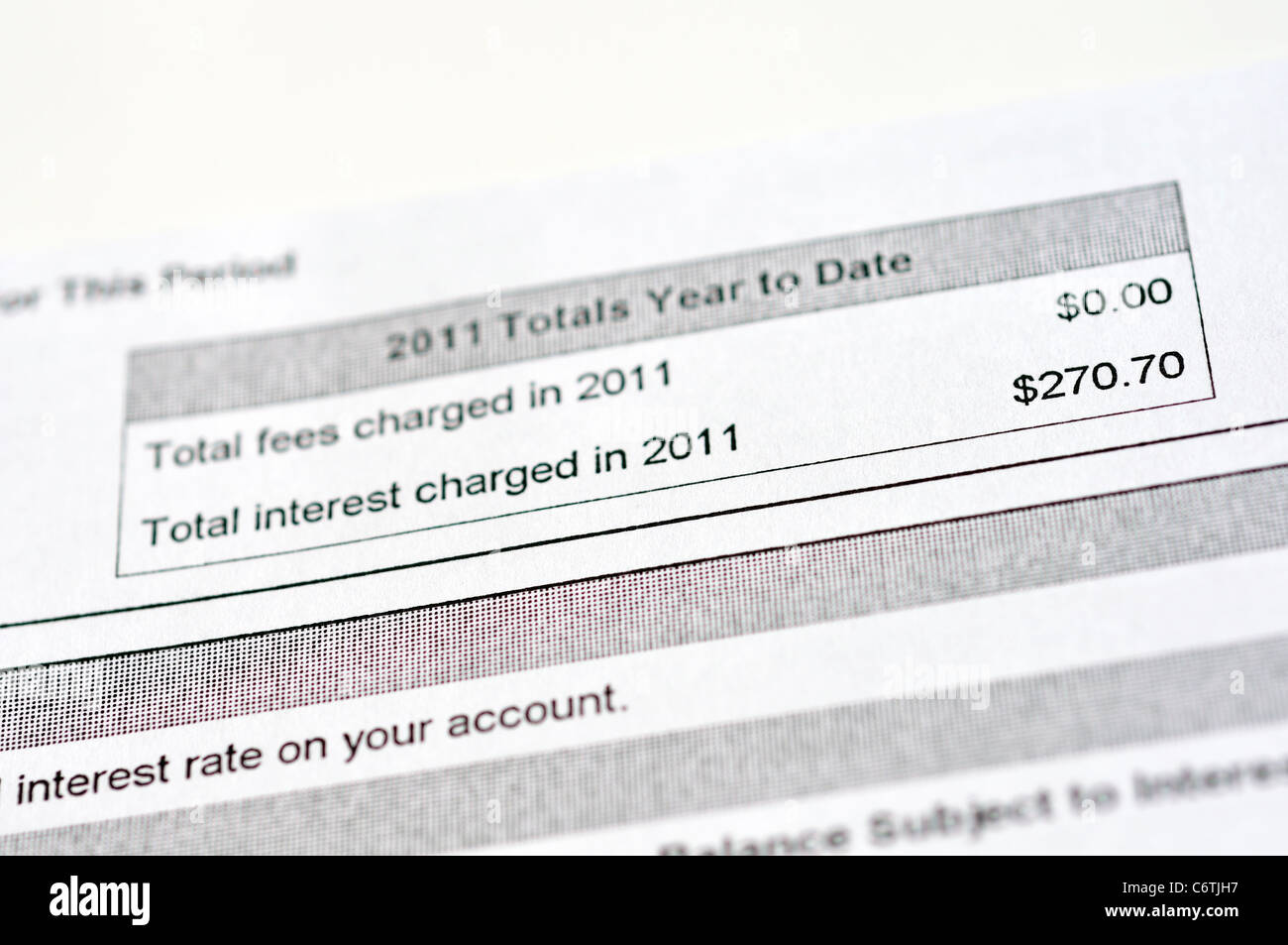Credit card bill statement and interest paid Stock Photo - Alamy