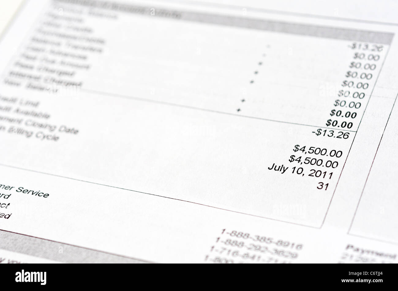 Credit card bill statement Stock Photo - Alamy