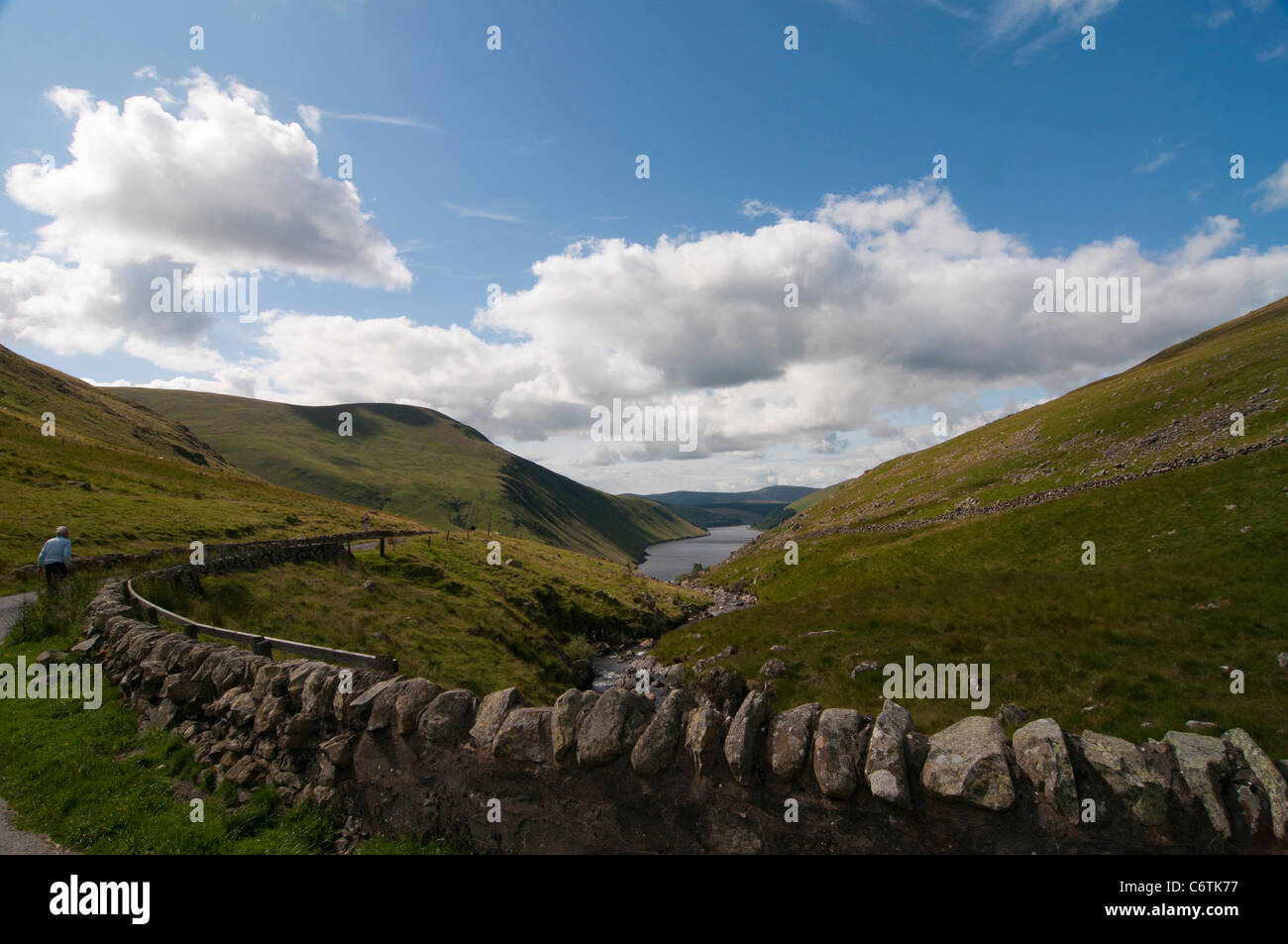 Looking from the top of Talla Water to Talla Water reservoir Stock ...
