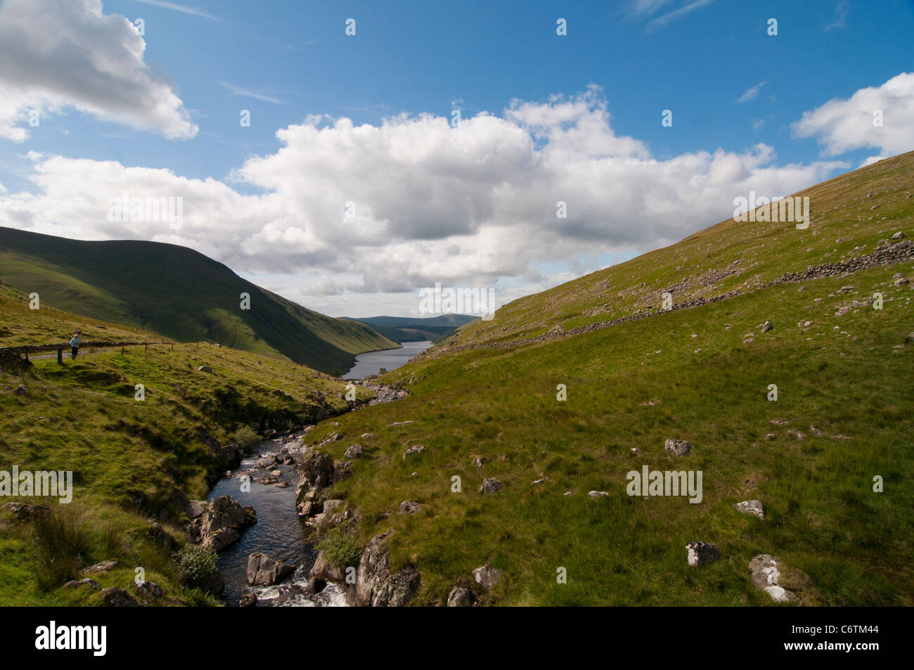 Looking from the top of Talla Water to Talla Water reservoir Stock ...