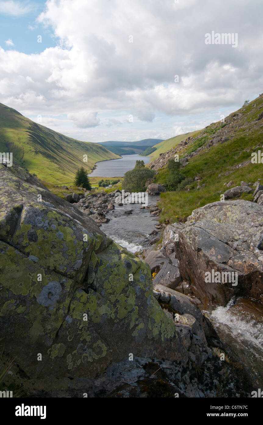 Looking from the top of Talla Water to Talla Water reservoir Stock ...