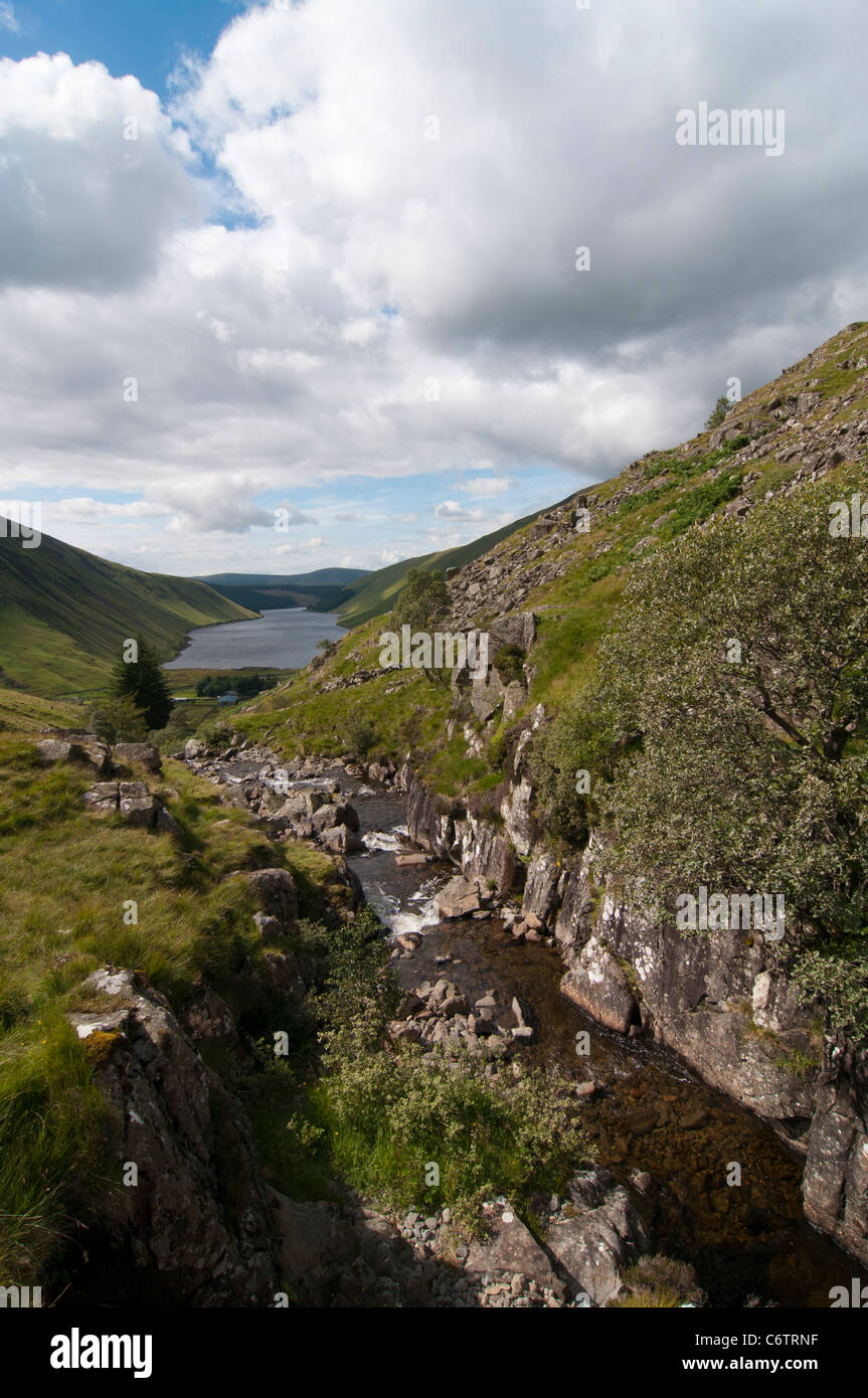 Looking from the top of Talla Water to Talla Water reservoir Stock ...