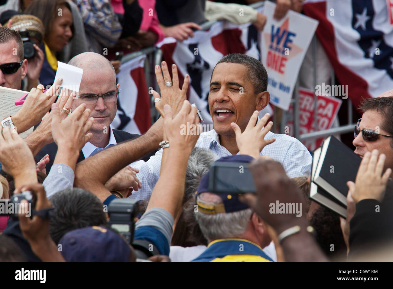 Detroit, Michigan - President Barack Obama greets supporters after ...