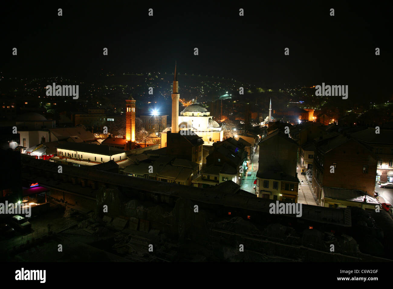 Scenes from Sarajevo in Bosnia in 2009: city at night Stock Photo - Alamy