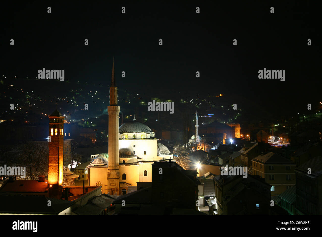 Scenes from Sarajevo in Bosnia in 2009: city at night Stock Photo - Alamy