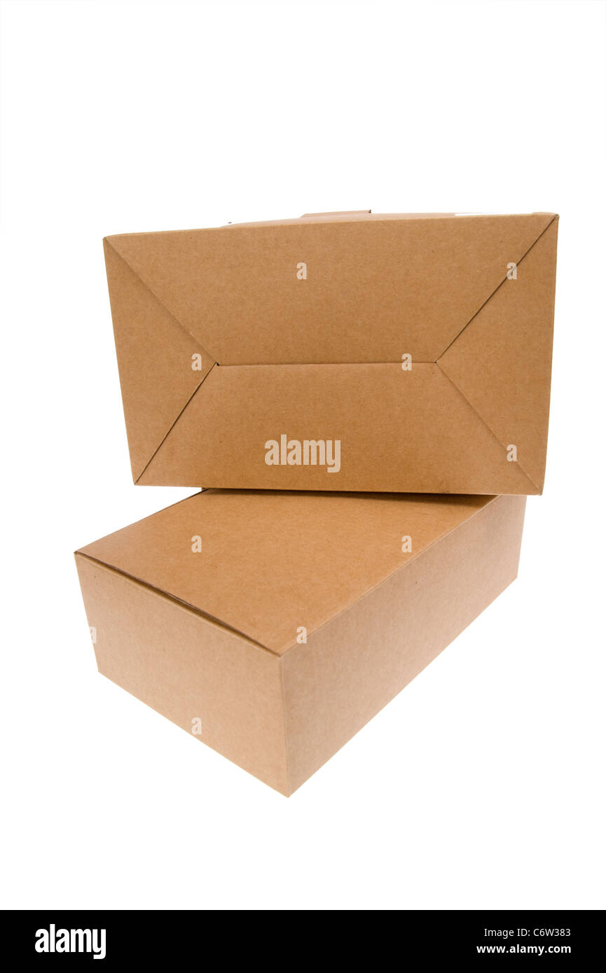 Two Brown cardboard box, Isolated on white Stock Photo - Alamy