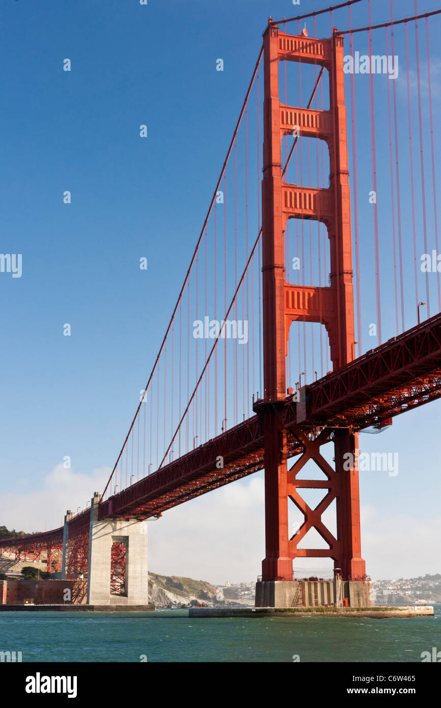 Golden Gate Bridge from a boat on San Francisco Bay California USA ...