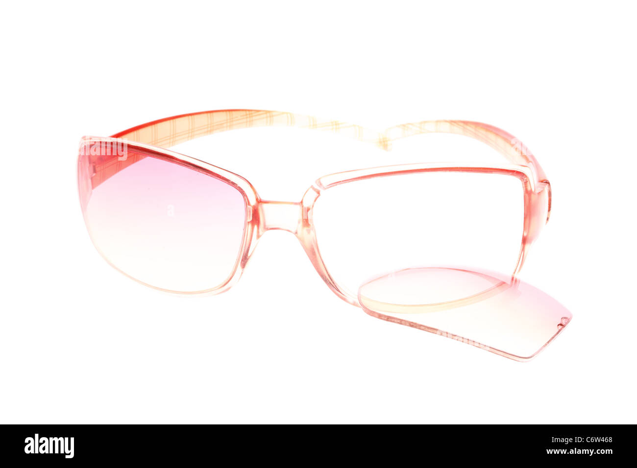 red broken eyeglasses isolated on white background Stock Photo - Alamy