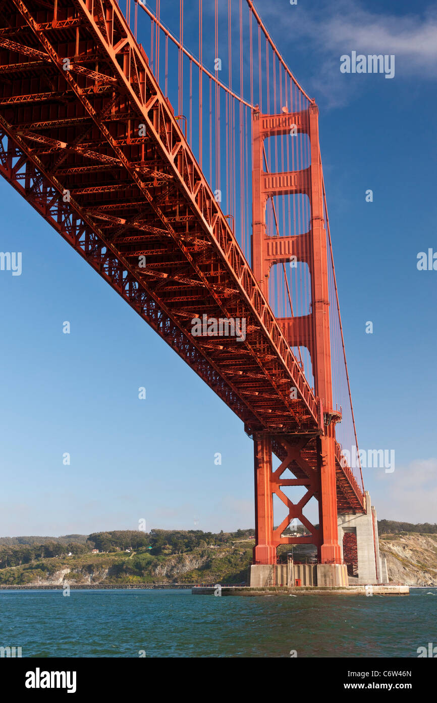 Golden Gate Bridge from a boat on San Francisco Bay California USA ...