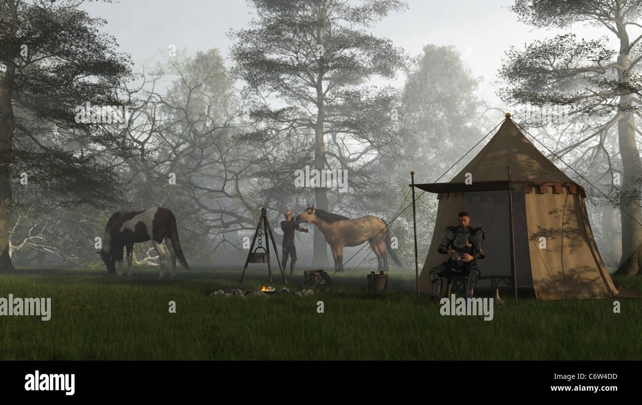 Medieval camp illustration hi-res stock photography and images - Alamy