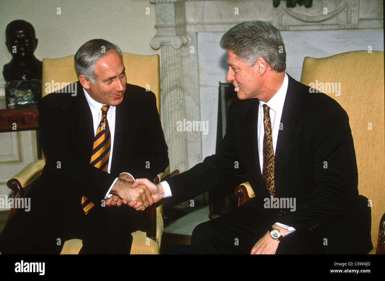 US President Bill Clinton with Israeli Prime Minister Benjamin ...