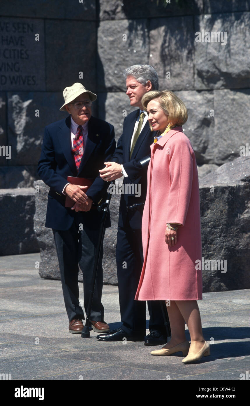 President Bill Clinton and First Lady Hillary during a walk through of ...