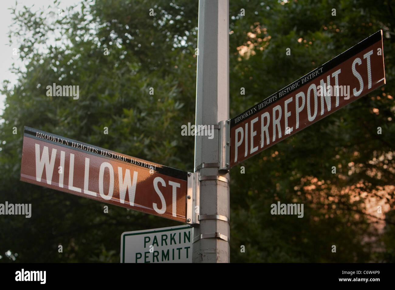 Willow Street and Pierrepont street signs are seen in the historic ...