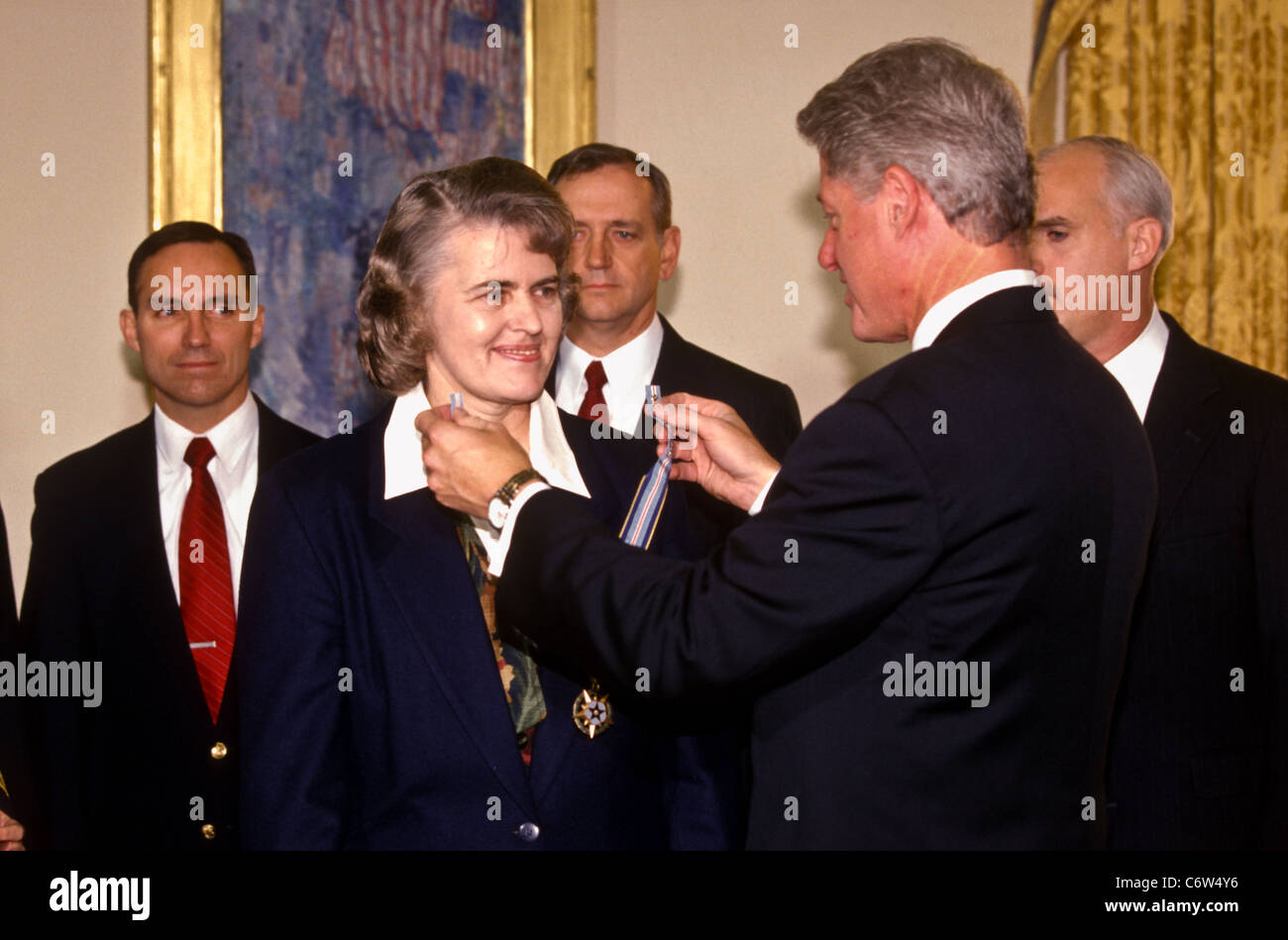 President Bill Clinton awards astronaut Dr. Shannon Lucid the ...