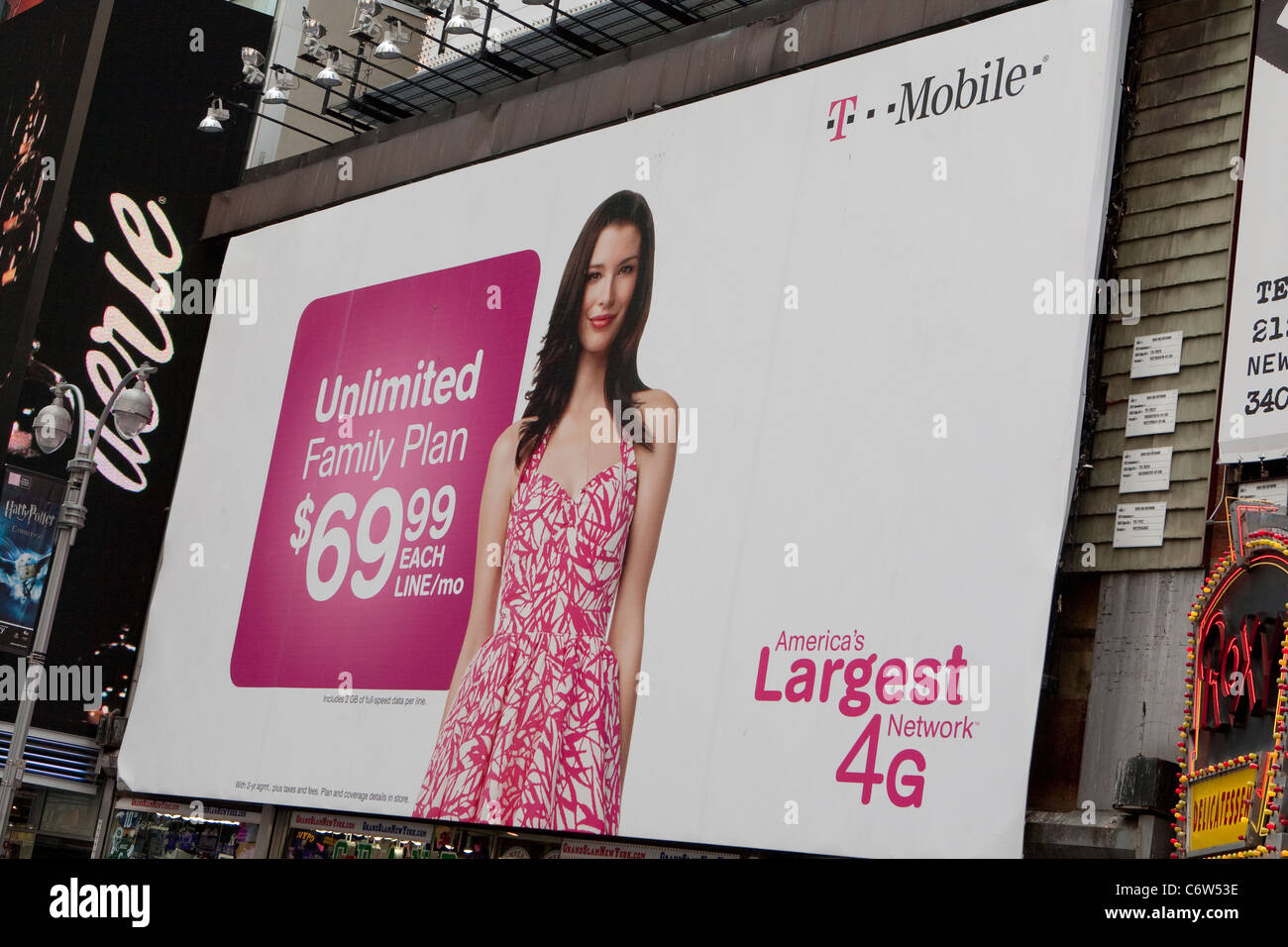 A T-Mobile advertising board is pictured on Times Square the New York ...
