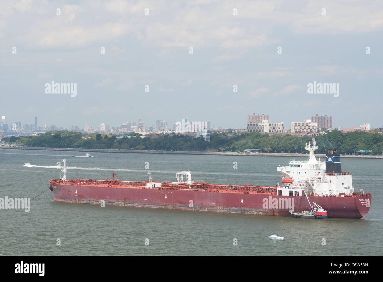 The Tanja Jacob tanker is anchored in The Narrows between the New York ...