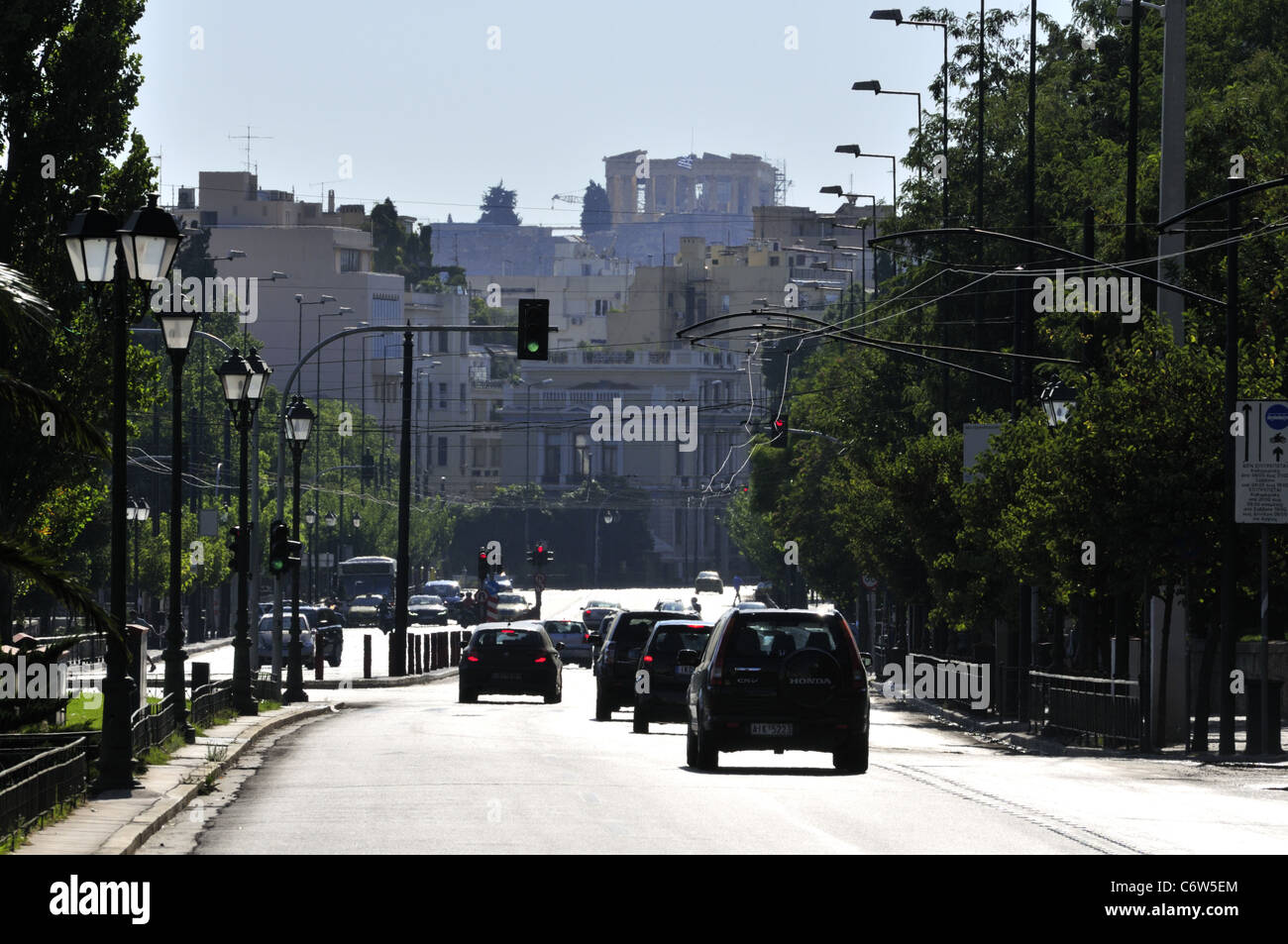 Vasilissis str and Acropolis in distance Stock Photo - Alamy