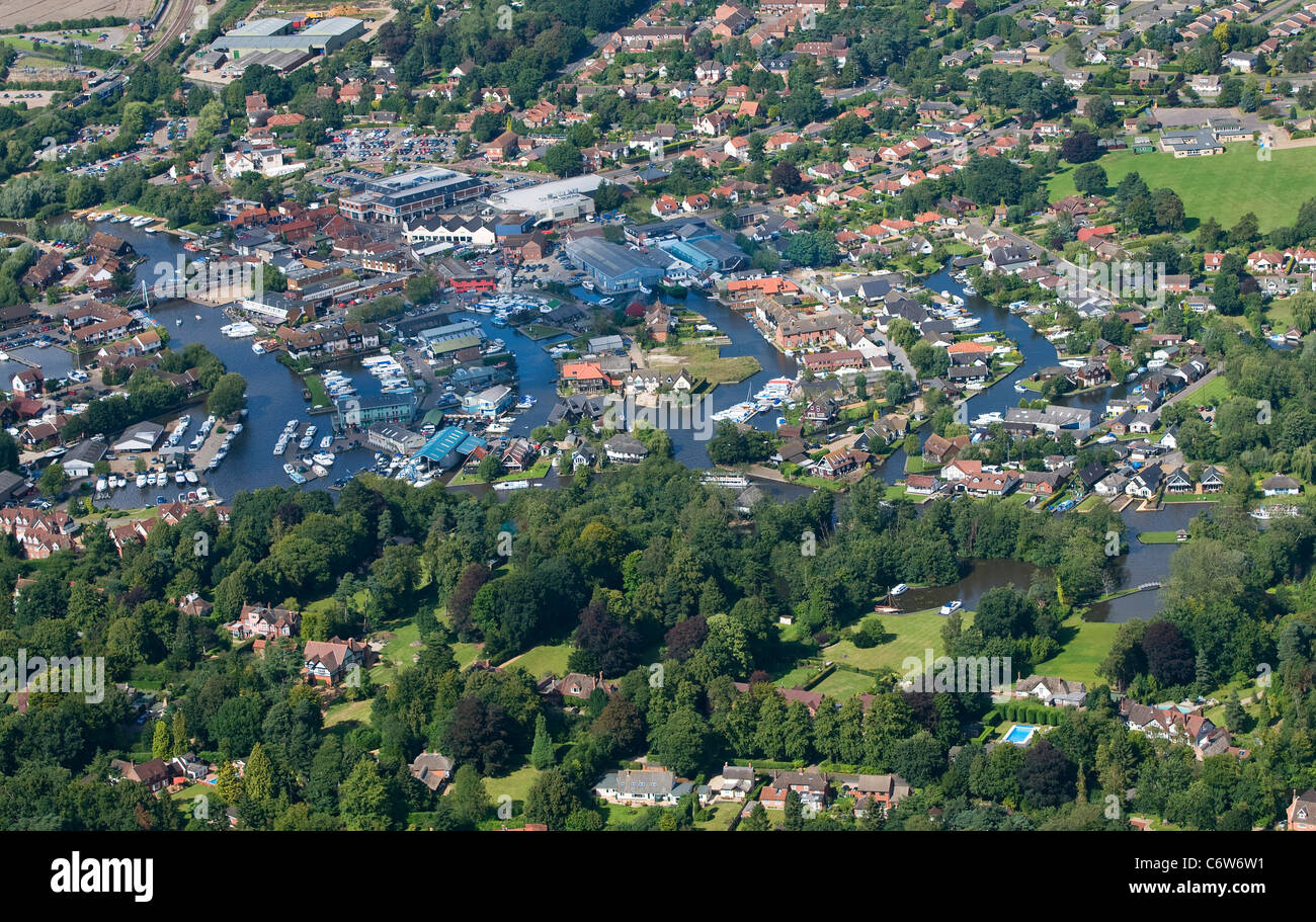 aerial view of wroxham and hoveton, norfolk, england Stock Photo - Alamy