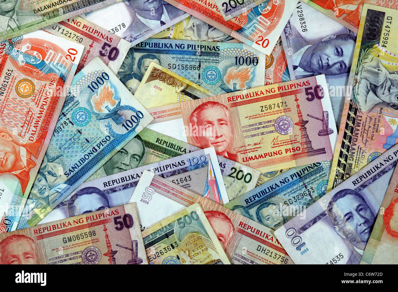 Currency from Philippines - Various banknotes. Philippine Pesos! Stock ...