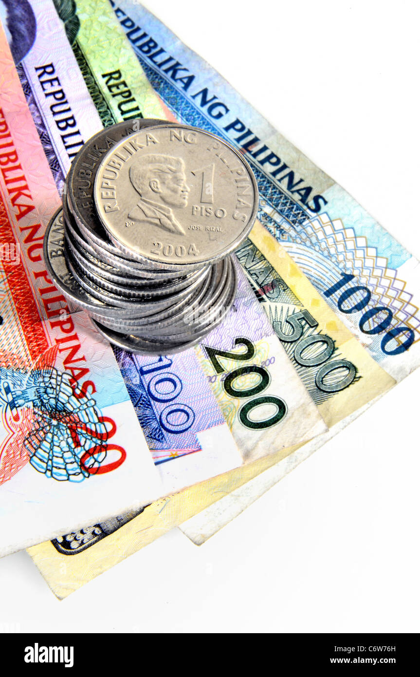 Currency from Philippines - Various banknotes and coins. Philippine ...