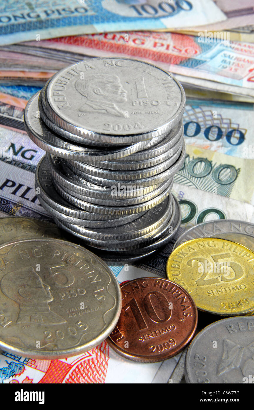 Currency from Philippines - Various banknotes and coins. Philippine ...