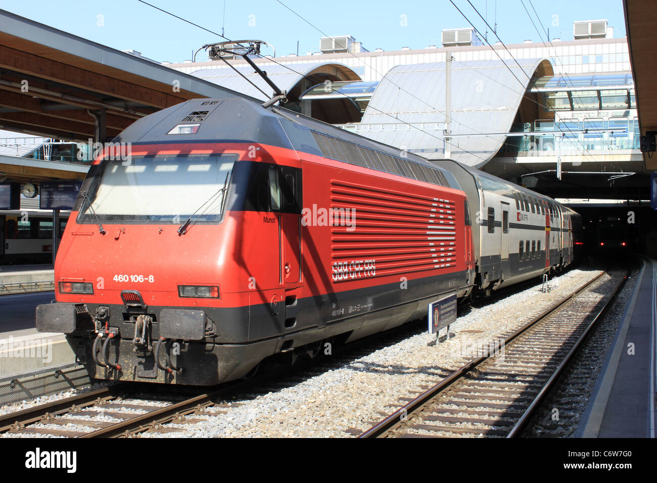 Double deck train in railway station High Resolution Stock Photography ...